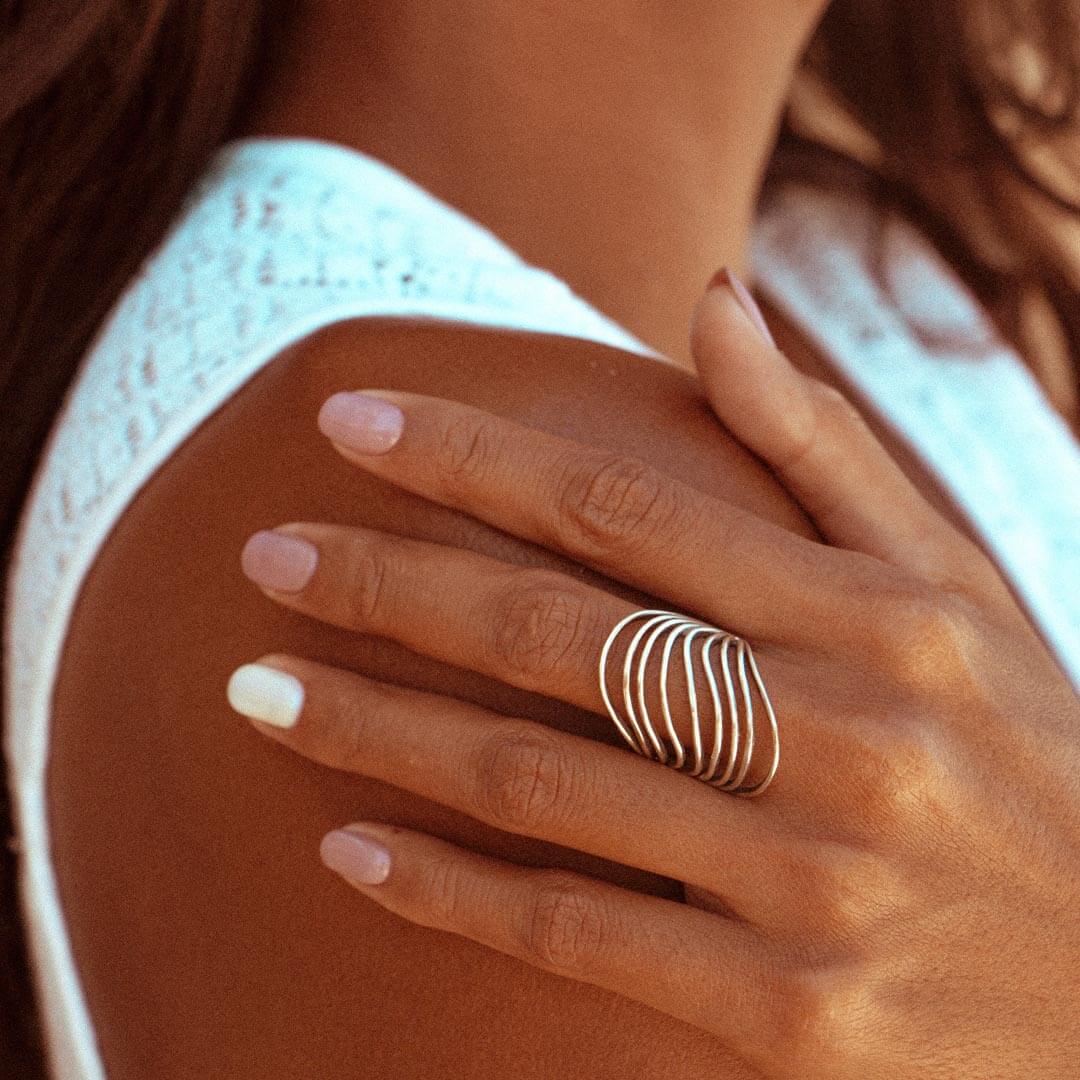 Ocean Waves Statement Ring – Boho Magic Jewelry