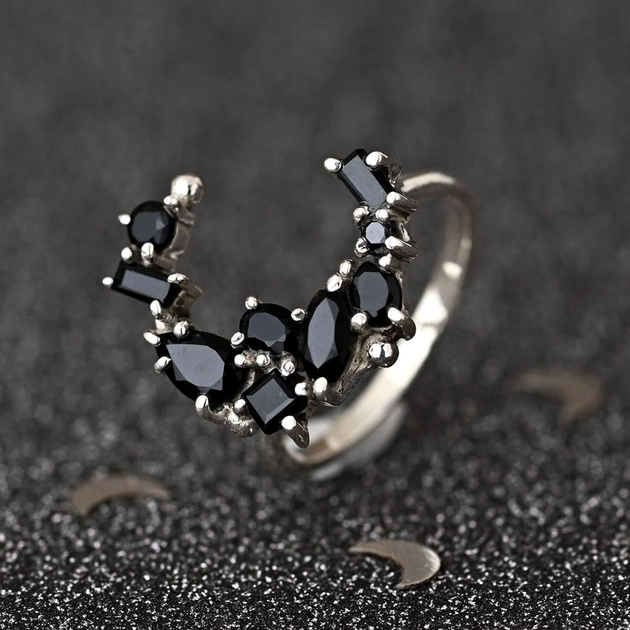 Black Onyx Moon Ring – Boho Magic Jewelry