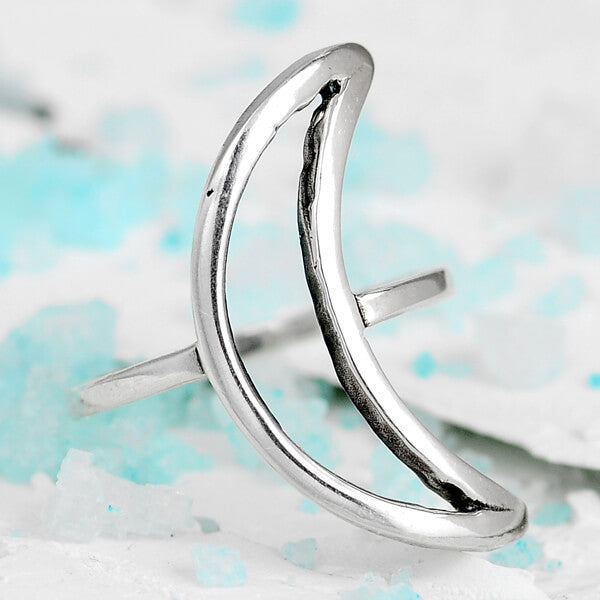 Full Finger Crescent Moon Ring Sterling Silver – Boho Magic Jewelry