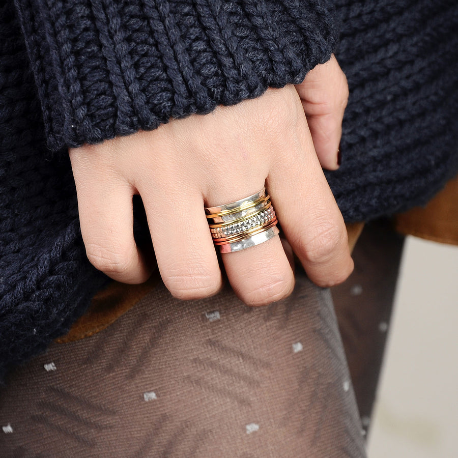 Sterling Silver Two Tone Fidget Spinner Ring – Boho Magic Jewelry