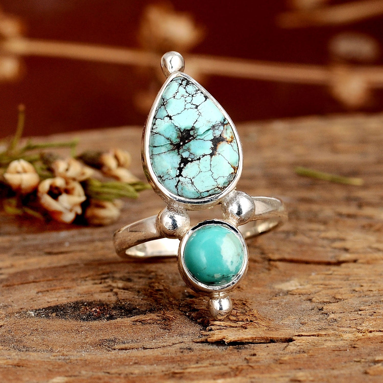 Sterling Silver Authentic Turquoise Ring – Boho Magic Jewelry