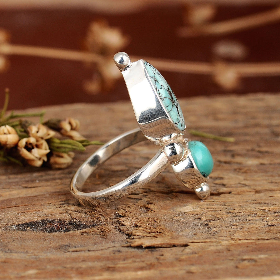Sterling Silver Authentic Turquoise Ring – Boho Magic Jewelry